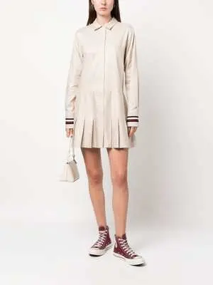 Tommy Hilfiger Logo-plaque Pleated Shirt Dress