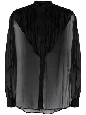 DEL CORE Silk-organza Band-collar Blouse