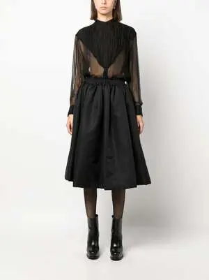 DEL CORE Silk-organza Band-collar Blouse