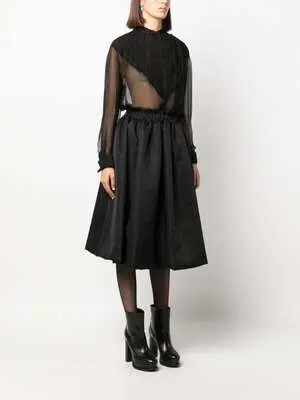 DEL CORE Silk-organza Band-collar Blouse