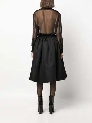 DEL CORE Silk-organza Band-collar Blouse