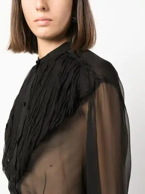 DEL CORE Silk-organza Band-collar Blouse