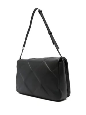 Calvin Klein Logo-plaque Quilted Shoulder Bag - Black