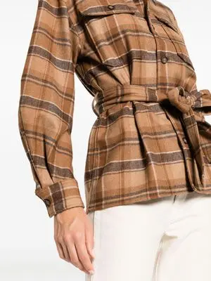 Polo Ralph Lauren Plaid Check Wool Blend Belted Shirt