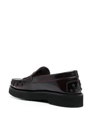 TOD'S Penny-slot Leather Loafers - Red