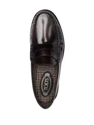 TOD'S Penny-slot Leather Loafers - Red