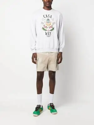 Casablanca Casa Way-embroidered Cotton Sweatshirt - Grey