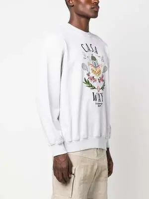 Casablanca Casa Way-embroidered Cotton Sweatshirt - Grey
