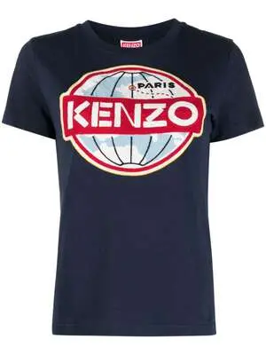 Kenzo Graphic-print Organic Cotton T-shirt - Blue