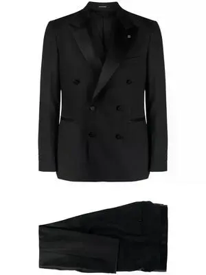 Tagliatore Double-breasted Peak-lapels Suit - Black