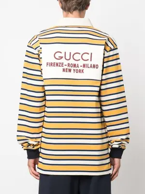 Gucci Logo-print Striped Polo Shirt