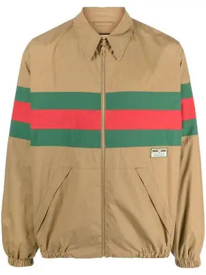 Gucci Web-stripe Zip-up Shirt Jacket