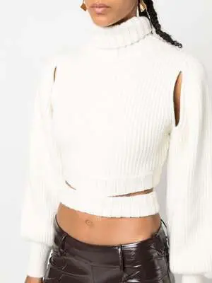 ANDREĀDAMO Roll-neck Cropped Knit Jumper - Neutrals