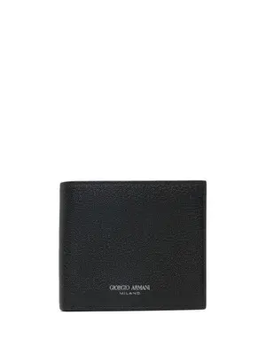 Giorgio Armani Logo-stamp Bi-fold Leather Wallet - Black