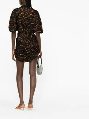 Attico Abstract-print Gathered Mini Dress