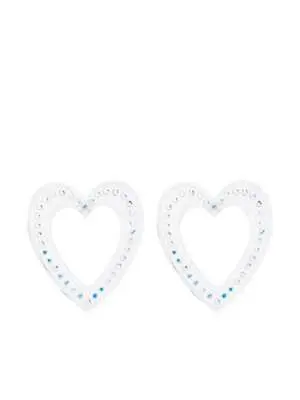SAF SAFU Big Heart Crystal-embellished Earrings - Neutrals
