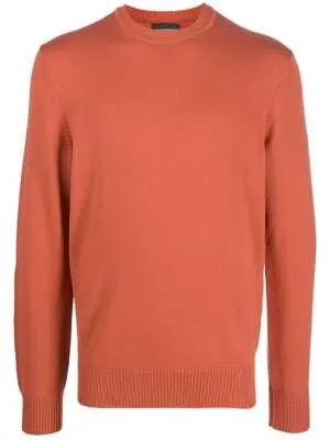 Emporio Armani Embroidered-logo Virgin-wool Jumper - Orange