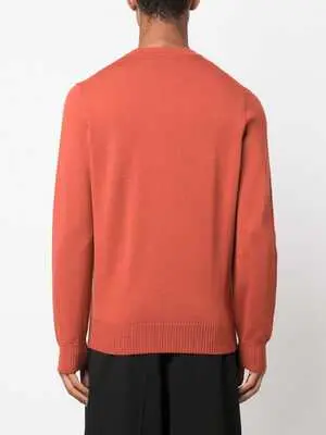 Emporio Armani Embroidered-logo Virgin-wool Jumper - Orange