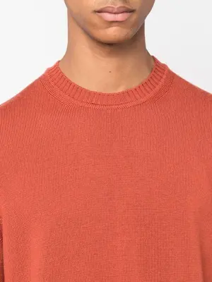 Emporio Armani Embroidered-logo Virgin-wool Jumper - Orange