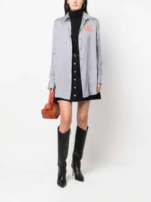 Etro Logo-embroidered Silk Shirt - Blue