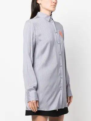 Etro Logo-embroidered Silk Shirt - Blue
