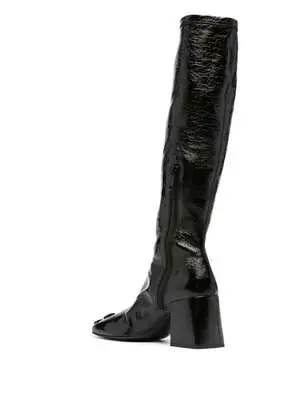 COURREGES 75mm Raised-logo Leather Knee Boots