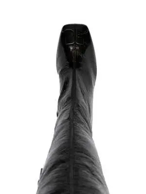 COURREGES 75mm Raised-logo Leather Knee Boots