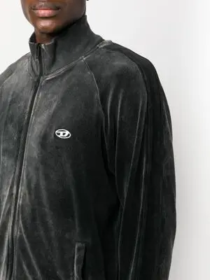 DIESEL® S-raband Zip-up Velvet Jacket With Embroidered Logo