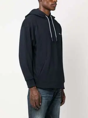 BOSS Embroidered Logo Drawstring Hoodie - Blue