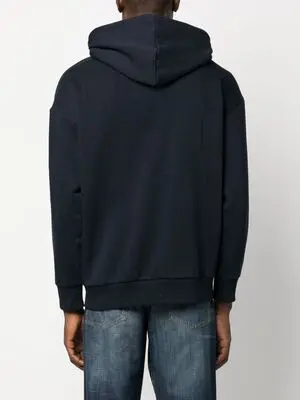 BOSS Embroidered Logo Drawstring Hoodie - Blue