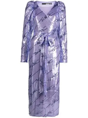 ROTATE BY BIRGER CHRISTENSEN Sequinned Wrap Midi Dress - Purple
