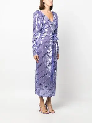ROTATE BY BIRGER CHRISTENSEN Sequinned Wrap Midi Dress - Purple
