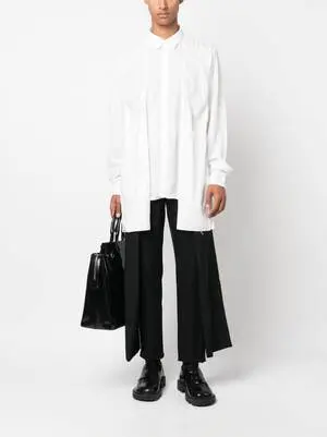 Comme Des Garçons Draped-panel Slim-fit Wool Trousers