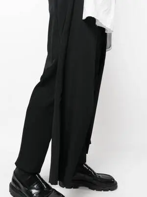 Comme Des Garçons Draped-panel Slim-fit Wool Trousers