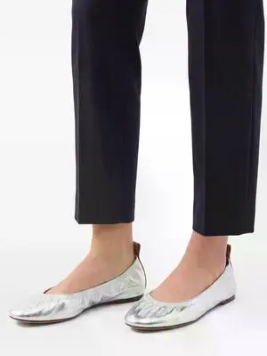 LANVIN Metallic Leather Ballerina Shoes - Silver
