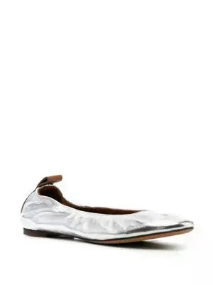 LANVIN Metallic Leather Ballerina Shoes - Silver