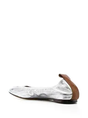 LANVIN Metallic Leather Ballerina Shoes - Silver