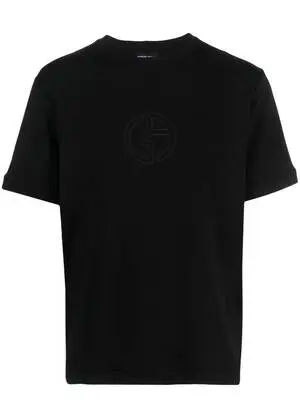 Giorgio Armani Logo-embroidered Round-neck T-shirt - Black