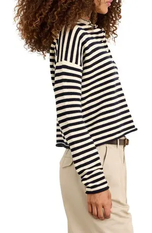 ALEX MILL Taylor Stripe Cotton & Cashmere Cardigan - Navy/ivory