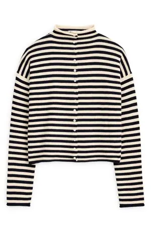 ALEX MILL Taylor Stripe Cotton & Cashmere Cardigan - Navy/ivory