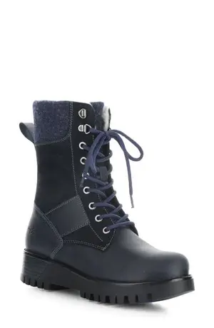 BOS. & CO. Genus Prima Waterproof Platform Bootie Navy Saddle/suede/tweed