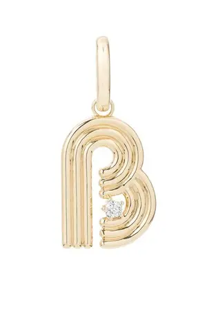 Adina Reyter Groovy Initial Diamond Pendant Charm - Yellow Gold - B