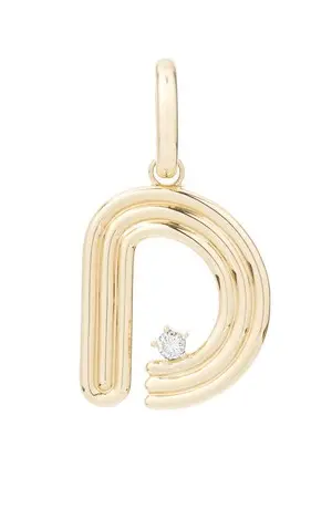 Adina Reyter Groovy Initial Diamond Pendant Charm - Yellow Gold - D