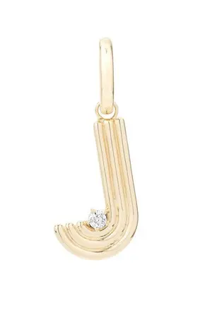 Adina Reyter Groovy Initial Diamond Pendant Charm - Yellow Gold - J