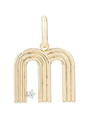 Adina Reyter Groovy Initial Diamond Pendant Charm - Yellow Gold - M