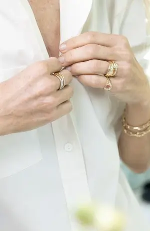 Adina Reyter Baguette Diamond Horseshoe Signet Ring - Yellow Gold