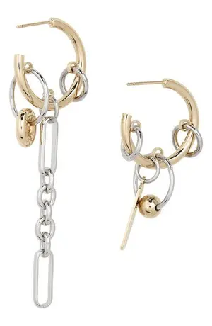 JUSTINE CLENQUET Iris Mismatched Two-tone Charm Hoop Earrings
