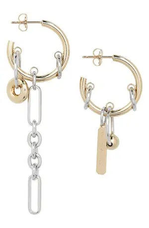 JUSTINE CLENQUET Iris Mismatched Two-tone Charm Hoop Earrings