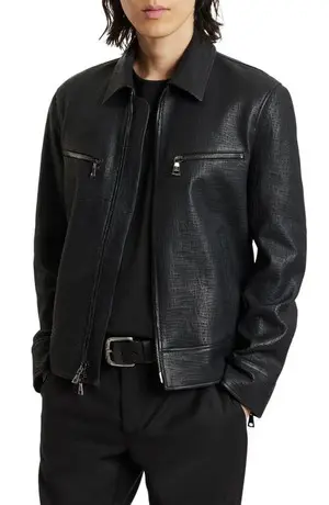 John Varvatos Tilden Embossed Leather Jacket