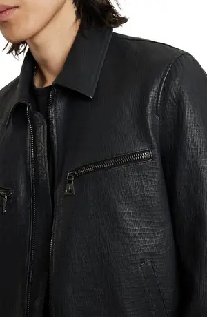 John Varvatos Tilden Embossed Leather Jacket